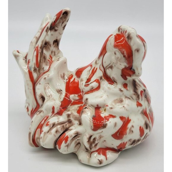 Accents | Vintage Glazed Ceramic Orangered Cream Chicken Hen Rooster ...